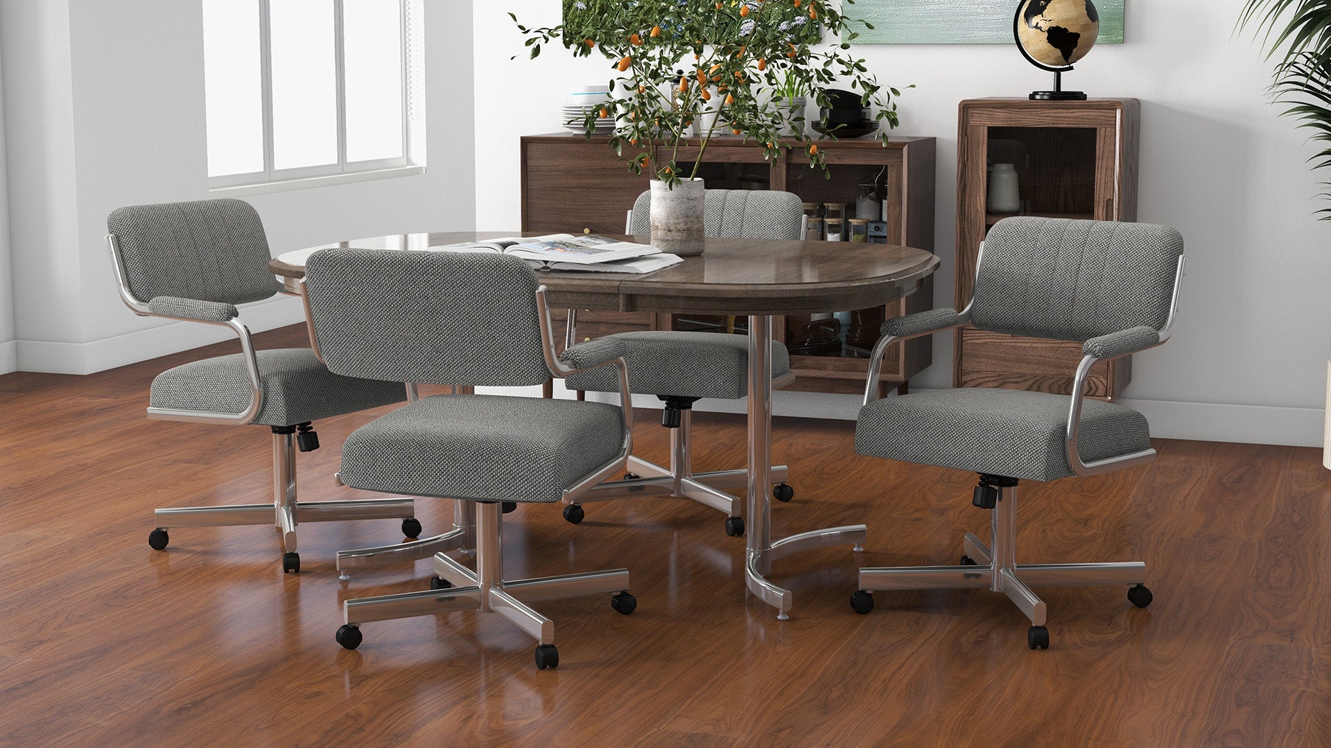 Swivel dining room chairs with casters store